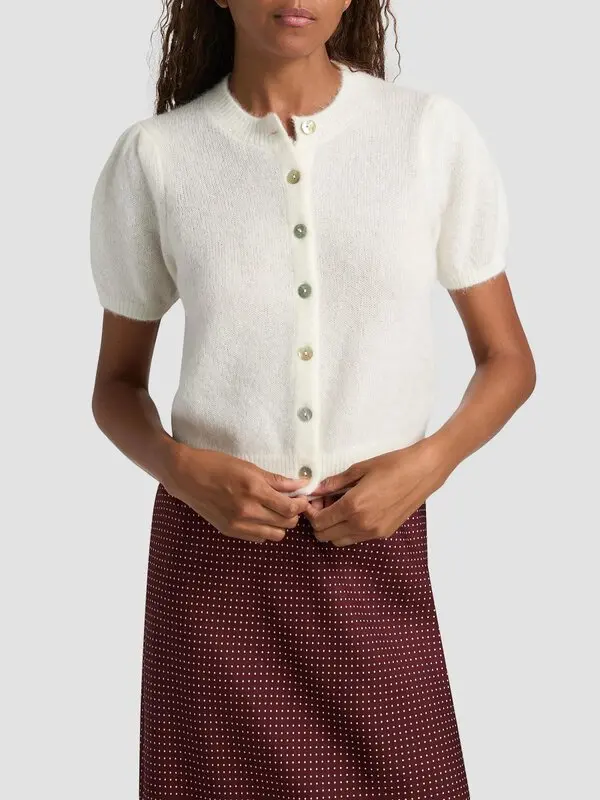 DÔEN Anisa Alpaca-blend Puff-sleeve Cardigan