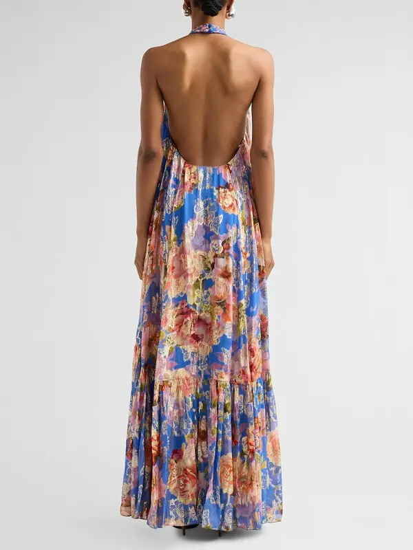 Hemant & Nandita Floral A-line Maxi Dress - Blue