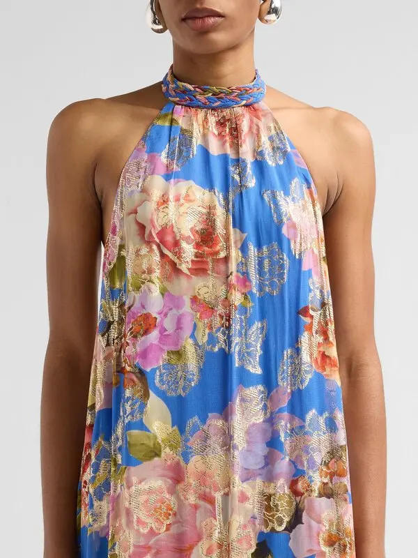 Hemant & Nandita Floral A-line Maxi Dress - Blue