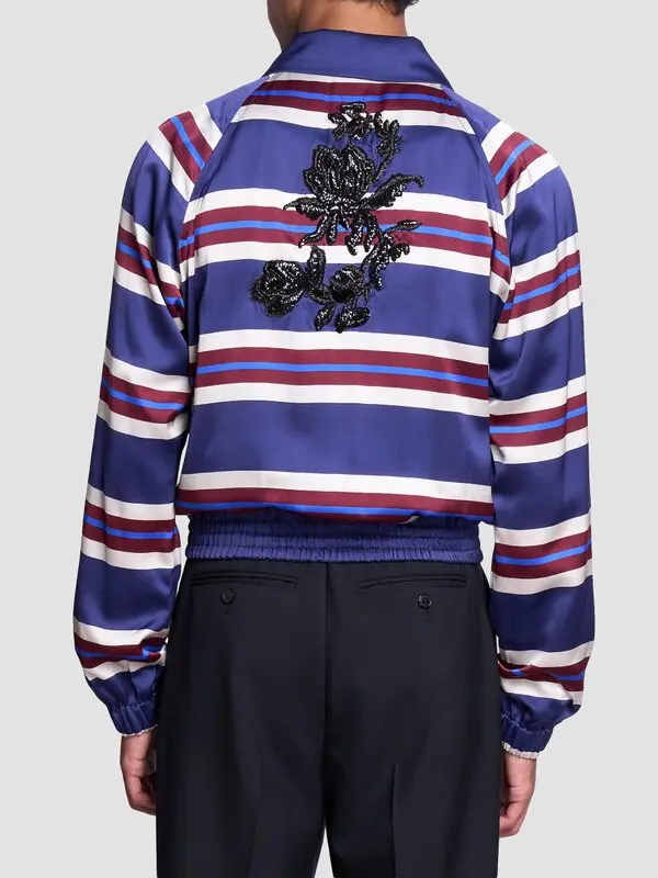 Dries Van Noten Embellished Striped Satin Jacket