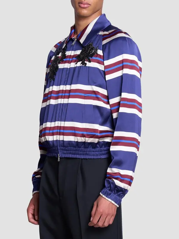 Dries Van Noten Embellished Striped Satin Jacket
