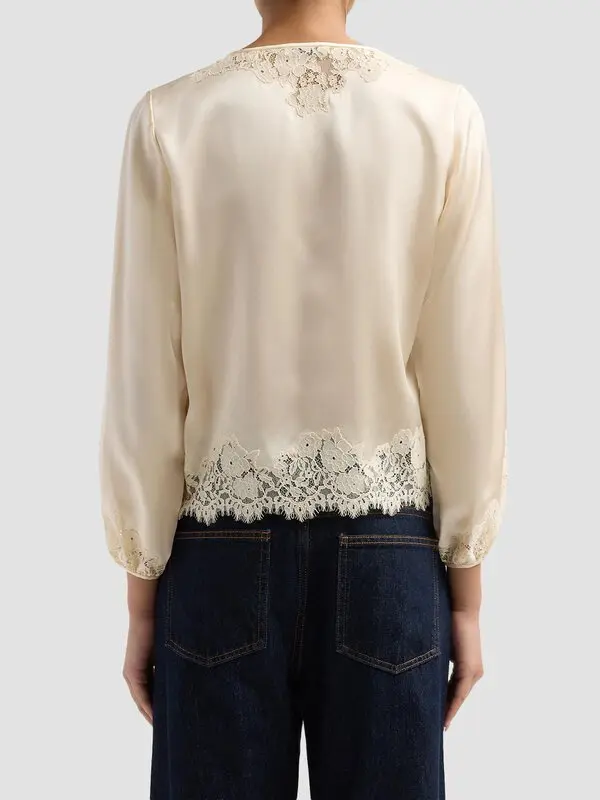 DÔEN Lucine Lace-trim Silk Blouse