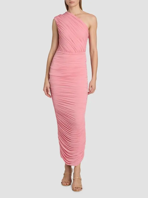Ronny Kobo Emina One-shoulder Ruched Midi-dress - Blush
