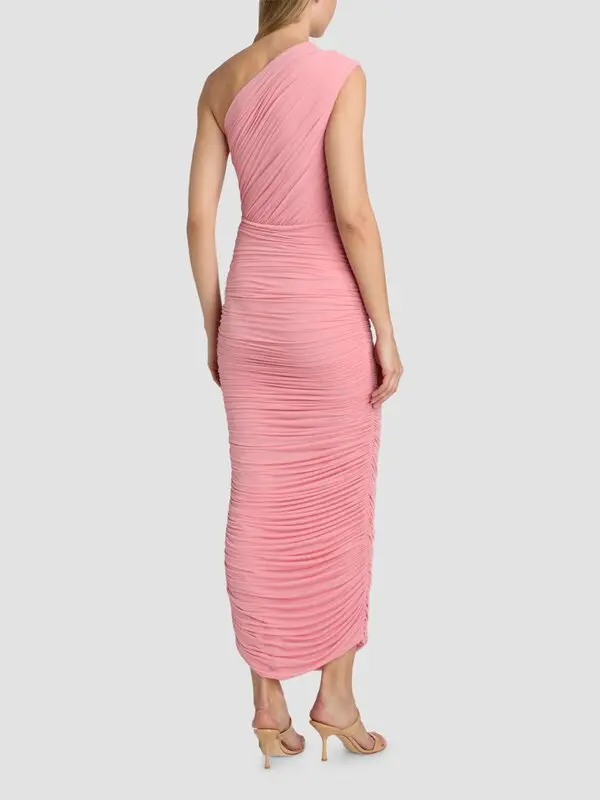 Ronny Kobo Emina One-shoulder Ruched Midi-dress - Blush