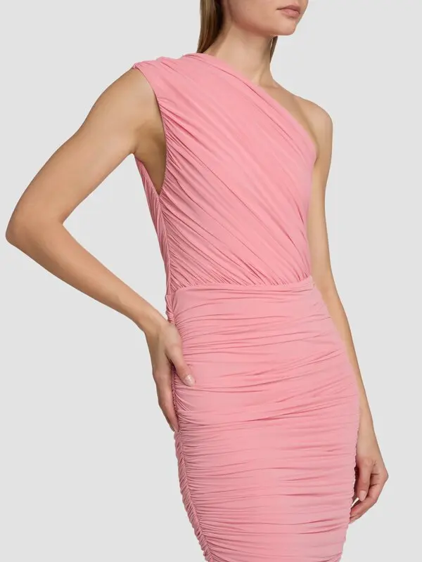 Ronny Kobo Emina One-shoulder Ruched Midi-dress - Blush