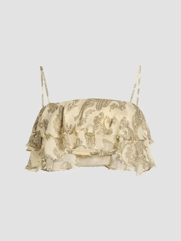 Hemant & Nandita Paisley Tiered Ruffled Top