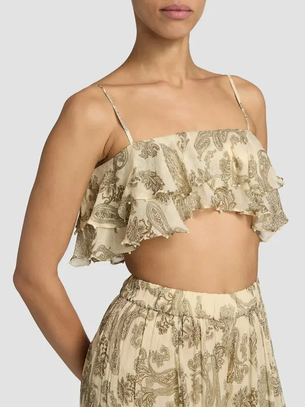 Hemant & Nandita Paisley Tiered Ruffled Top