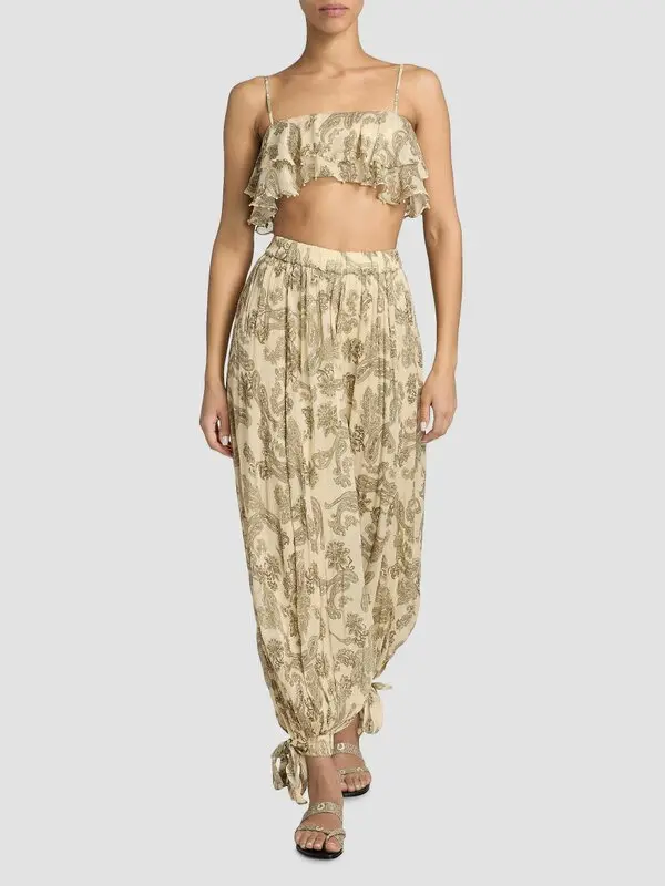 Hemant & Nandita Paisley Tiered Ruffled Top