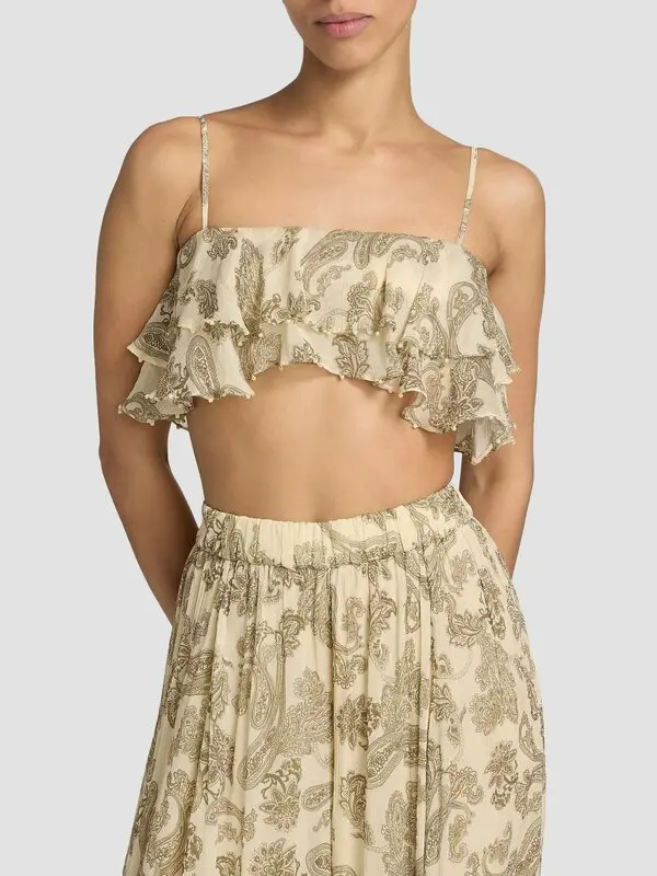 Hemant & Nandita Paisley Tiered Ruffled Top