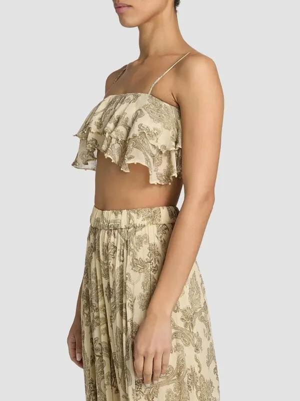 Hemant & Nandita Paisley Tiered Ruffled Top