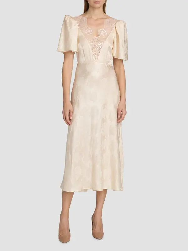Ronny Kobo Philo Floral Satin Midi-dress