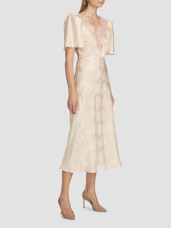 Ronny Kobo Philo Floral Satin Midi-dress