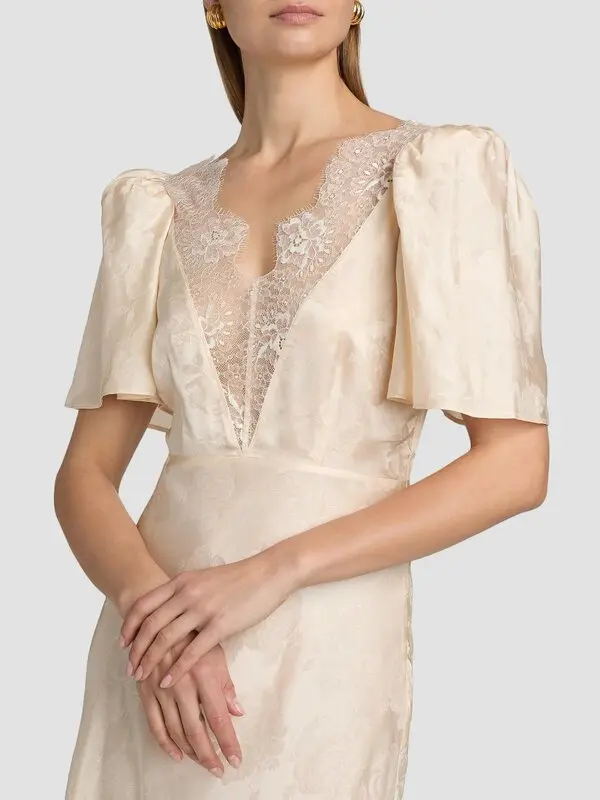 Ronny Kobo Philo Floral Satin Midi-dress