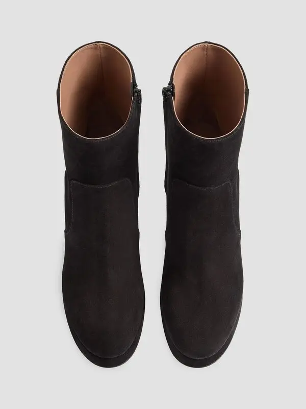 Valentino Garavani Fawcette 90mm Platform Ankle Boots In Split Leather - Black