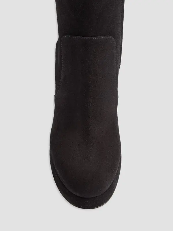 Valentino Garavani Fawcette 90mm Platform Ankle Boots In Split Leather - Black