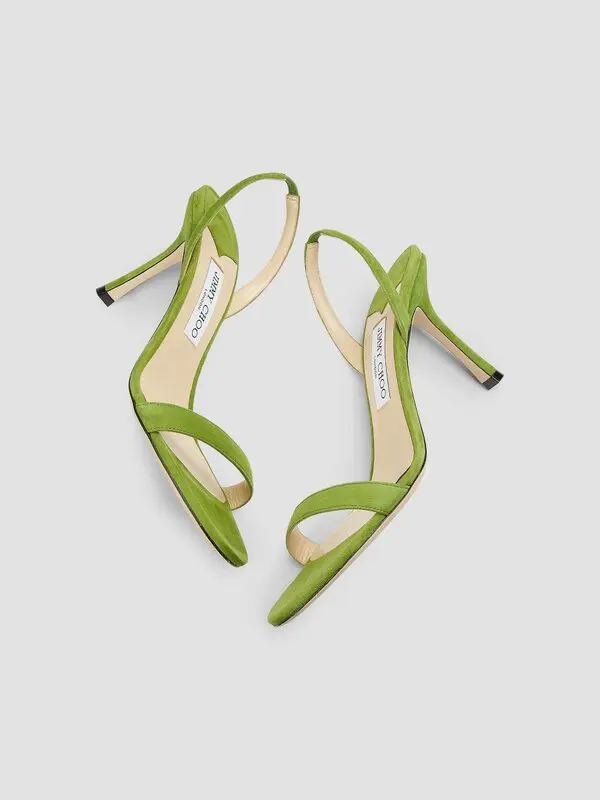 JIMMY CHOO Jenn 85mm Suede Slingback Sandals - Clover
