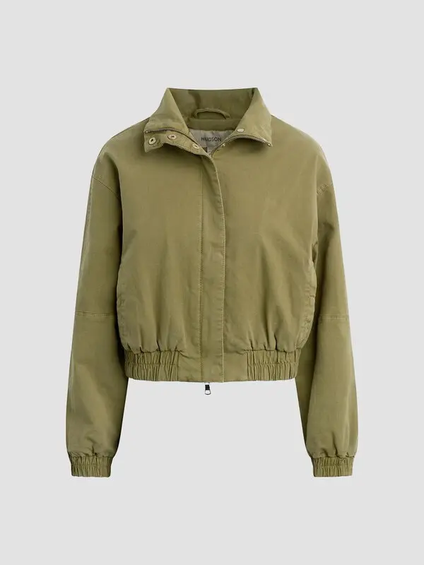 Hudson Jeans Sporty Cotton-blend Bomber Jacket - Dried Herb