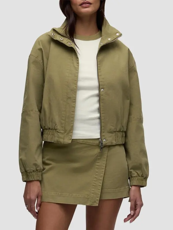 Hudson Jeans Sporty Cotton-blend Bomber Jacket - Dried Herb