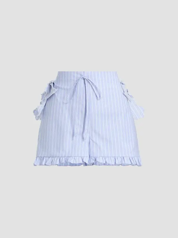 KIKA VARGAS Sally Striped Cotton Shorts - Blue