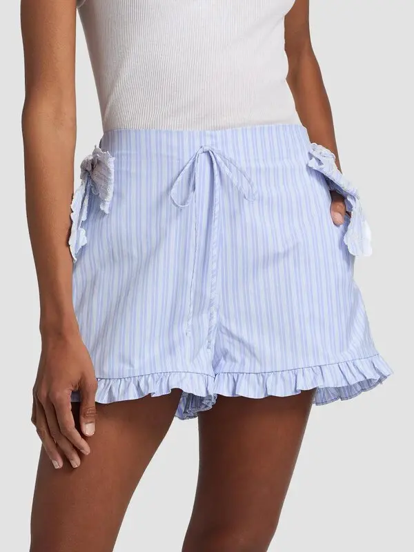 KIKA VARGAS Sally Striped Cotton Shorts - Blue