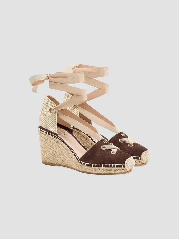 Valentino Garavani Resort 75mm Wedges In Split Leather - Ebony