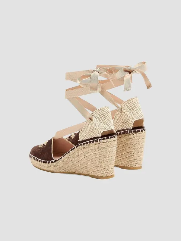 Valentino Garavani Resort 75mm Wedges In Split Leather - Ebony