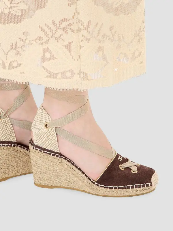 Valentino Garavani Resort 75mm Wedges In Split Leather - Ebony