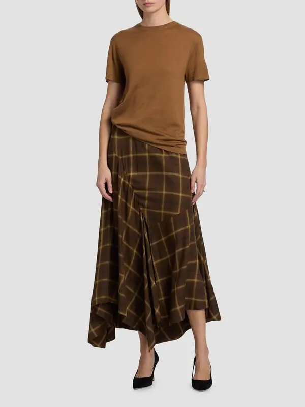 Co Check Plaid Bias Maxi Skirt