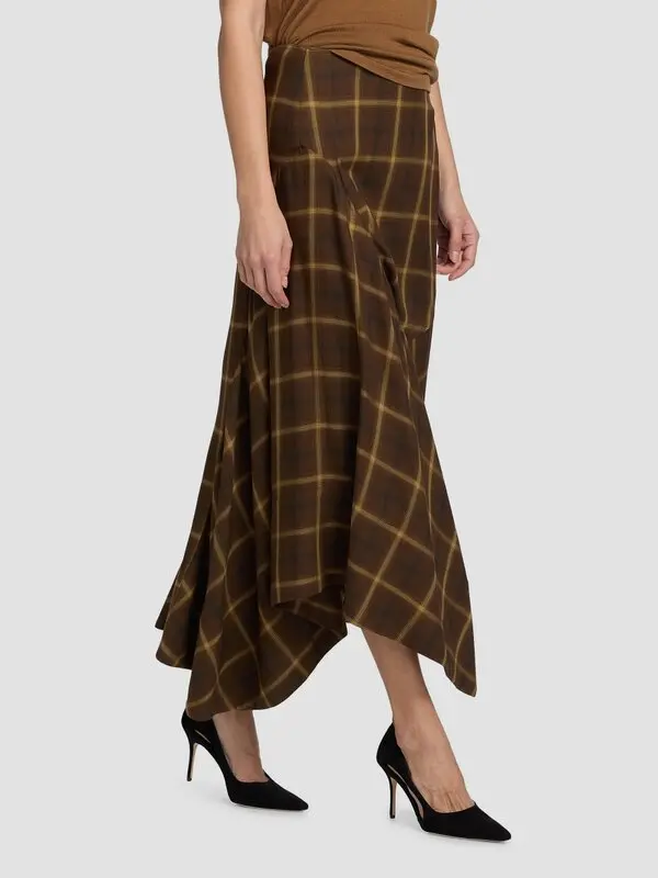 Co Check Plaid Bias Maxi Skirt