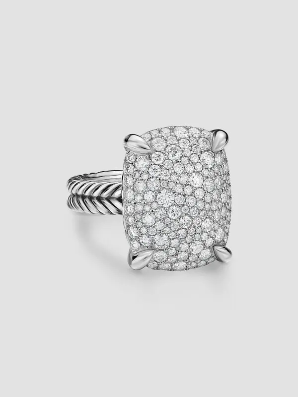 David Yurman Chatelaine Elongated Ring In Sterling Silver - Diamond