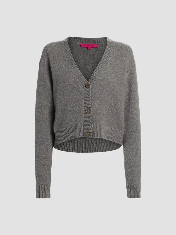 THE ELDER STATESMAN Boxy Cashmere Cardigan - Light Grey
