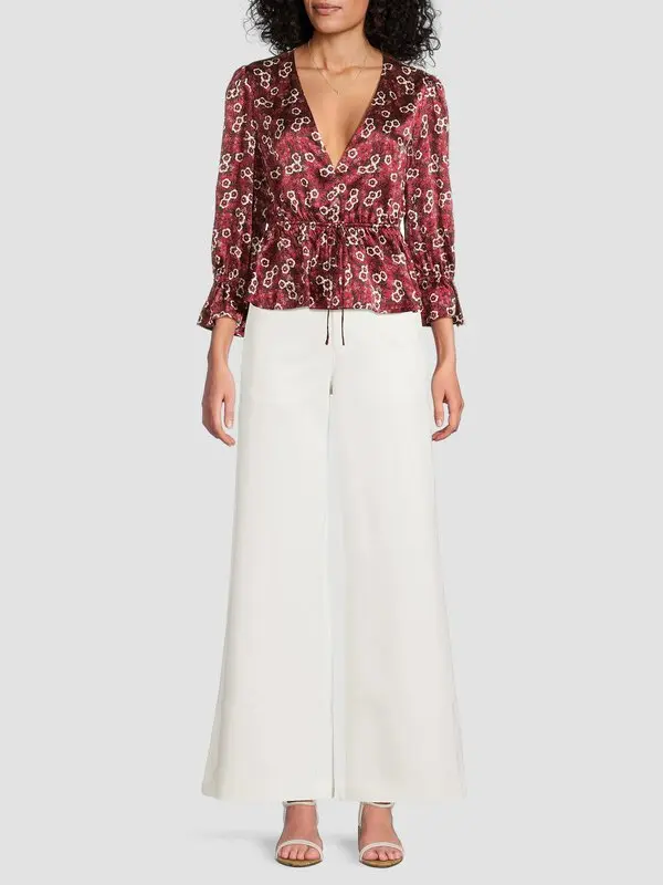 Ciao Lucia Renata Floral Silk Charmeuse Top