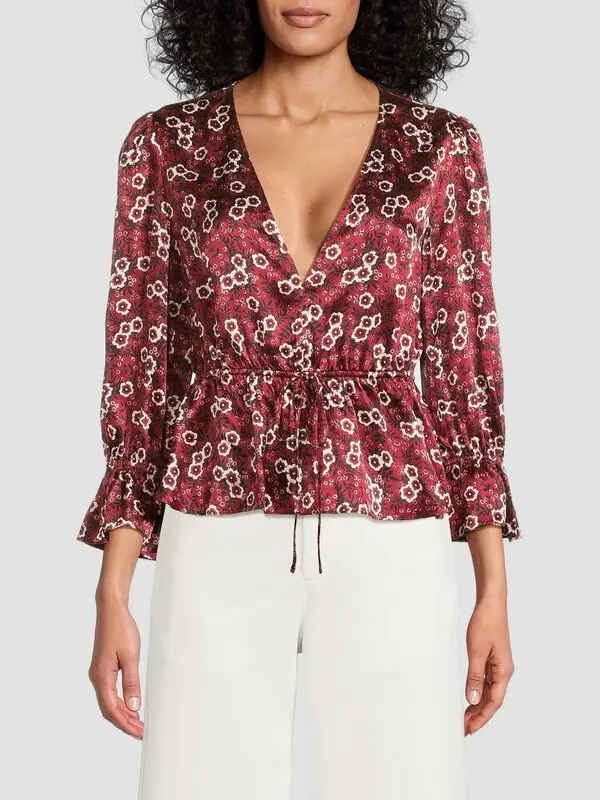 Ciao Lucia Renata Floral Silk Charmeuse Top