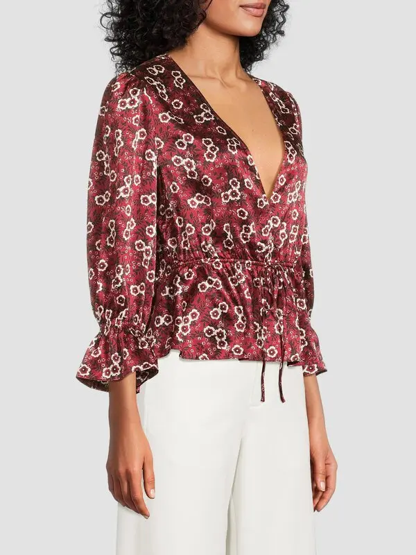 Ciao Lucia Renata Floral Silk Charmeuse Top
