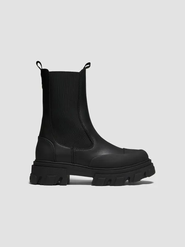 GANNI Logo Leather Chelsea Boots