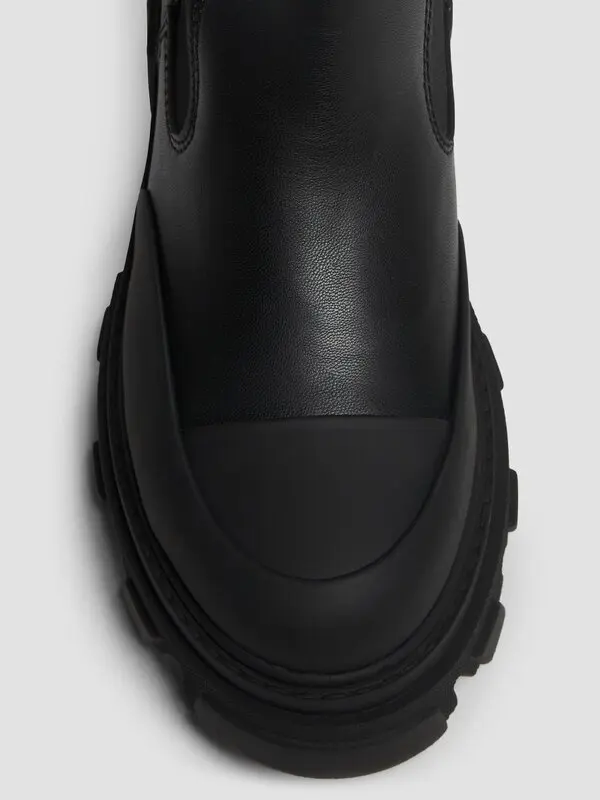 GANNI Logo Leather Chelsea Boots