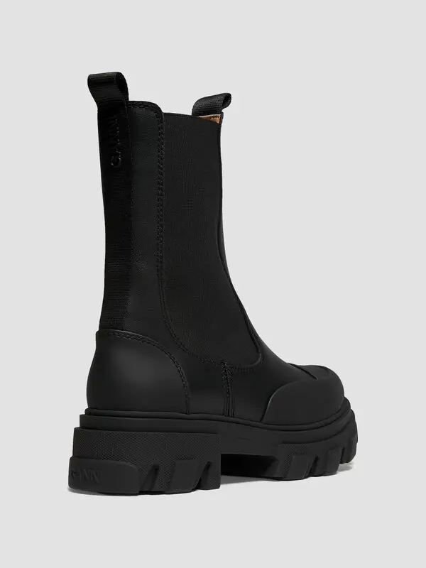 GANNI Logo Leather Chelsea Boots