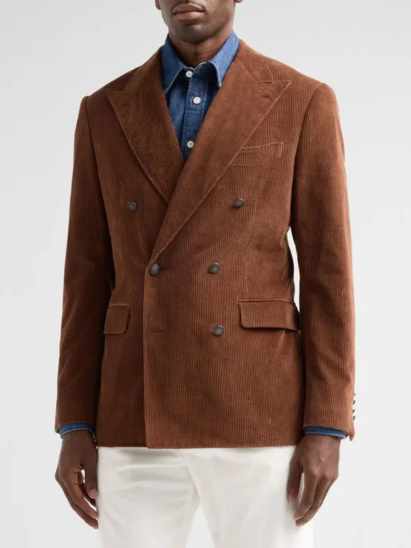 Canali Velvet Corduroy Cotton Double-breasted Jacket