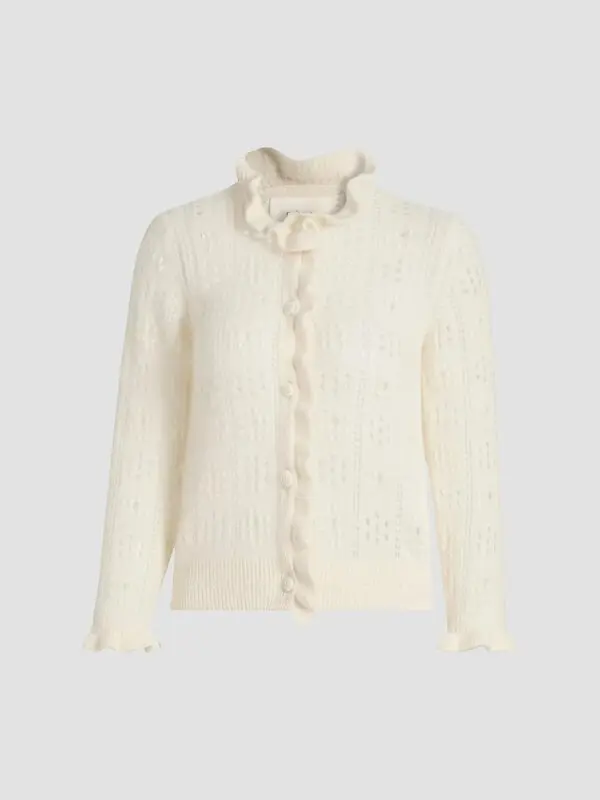 DÔEN Claudie Ruffle Cardigan - Ivory