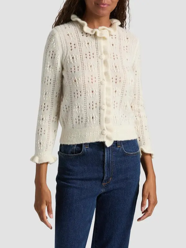 DÔEN Claudie Ruffle Cardigan - Ivory