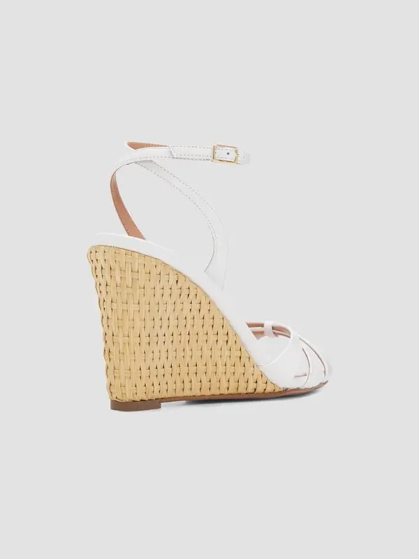 AQUAZZURA Tati 85mm Leather Espadrille Wedge Sandals