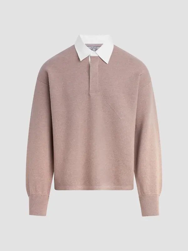 Hudson Jeans Contrast-collar Long-sleeve Polo Sweater