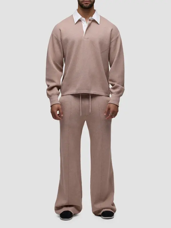 Hudson Jeans Contrast-collar Long-sleeve Polo Sweater