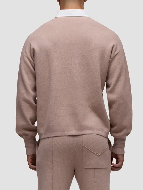 Hudson Jeans Contrast-collar Long-sleeve Polo Sweater