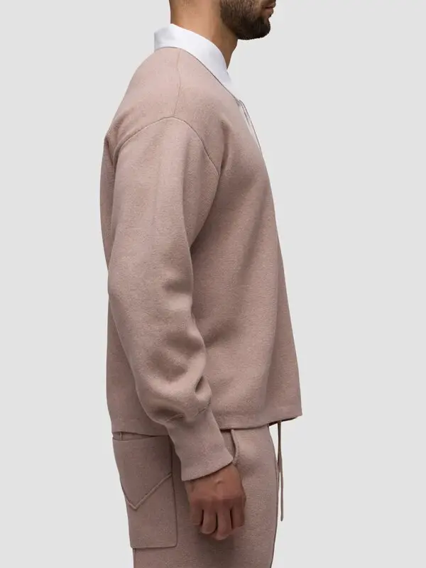 Hudson Jeans Contrast-collar Long-sleeve Polo Sweater