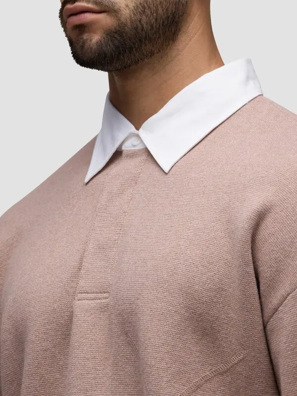 Hudson Jeans Contrast-collar Long-sleeve Polo Sweater