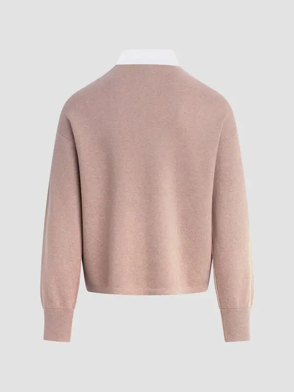 Hudson Jeans Contrast-collar Long-sleeve Polo Sweater