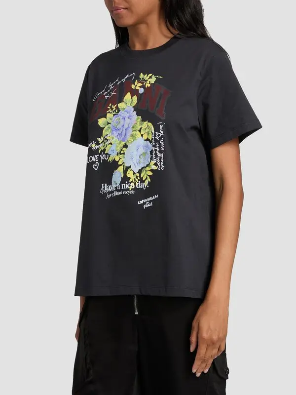 GANNI Rose Graphic T-shirt - Phantom