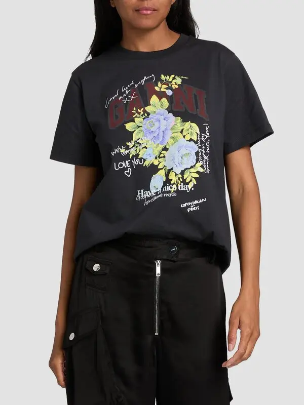 GANNI Rose Graphic T-shirt - Phantom