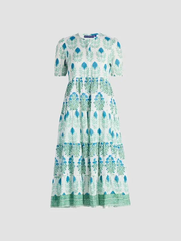 RO'S GARDEN Daphne Floral Cotton Midi-dress